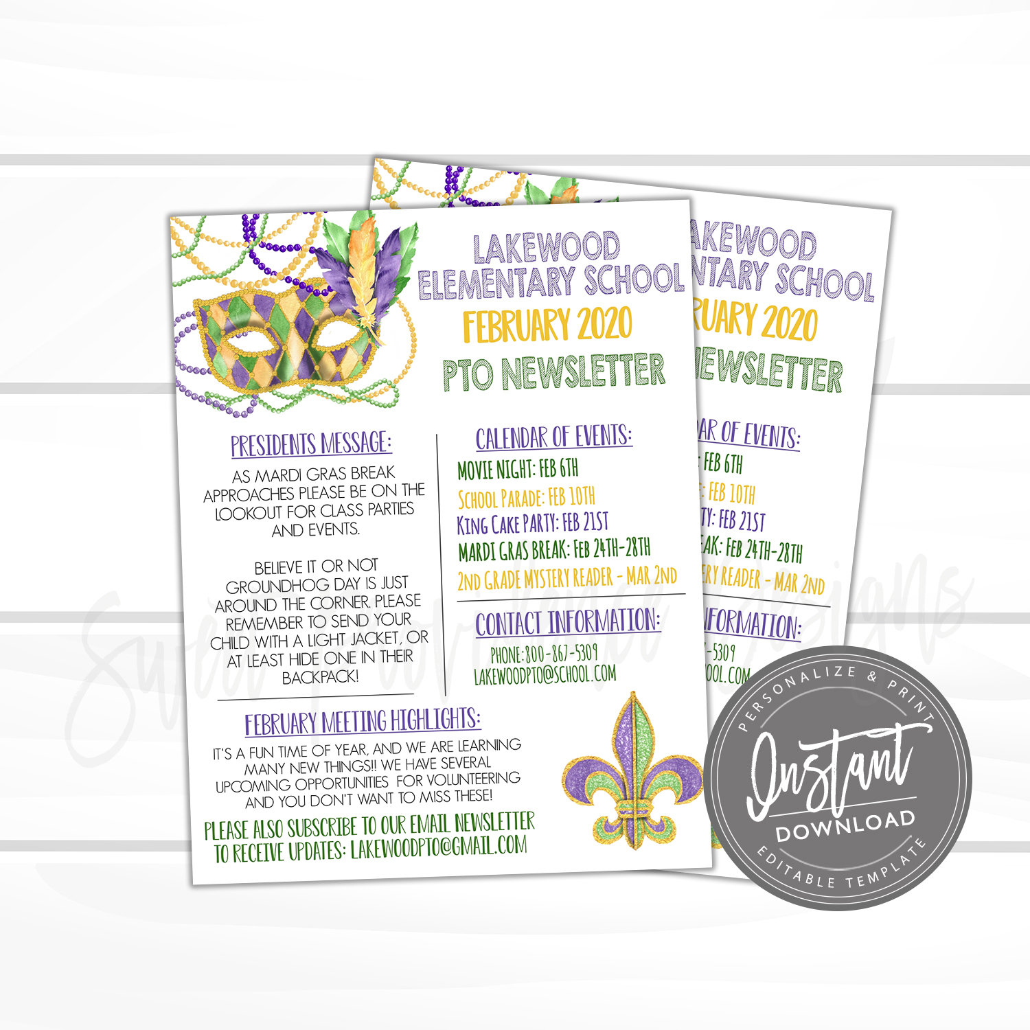 Editable PTO Newsletter – Sweet Providence Designs