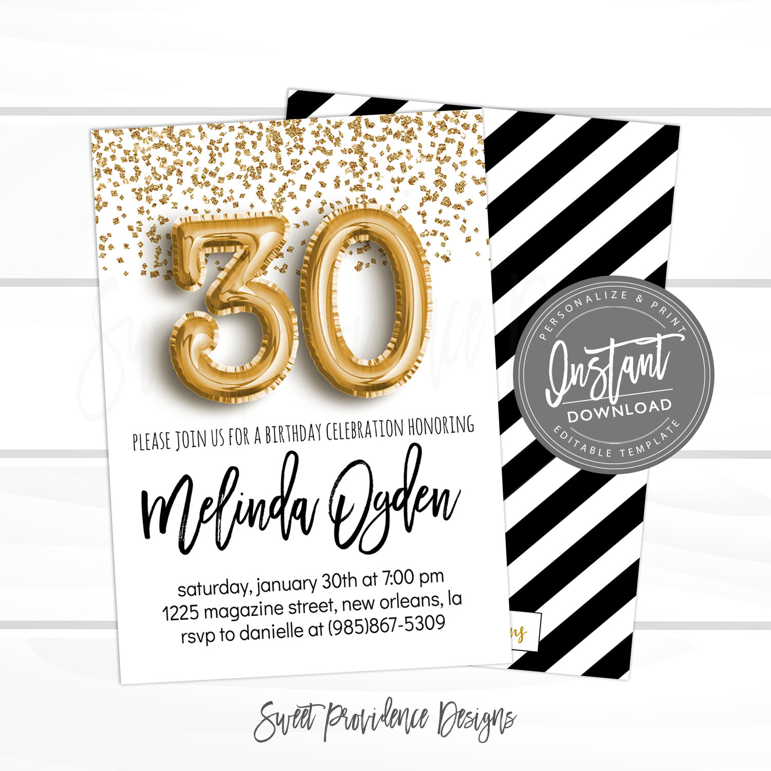 30th Birthday Invitation Editable 30th Birthday Invitation Dirty 30